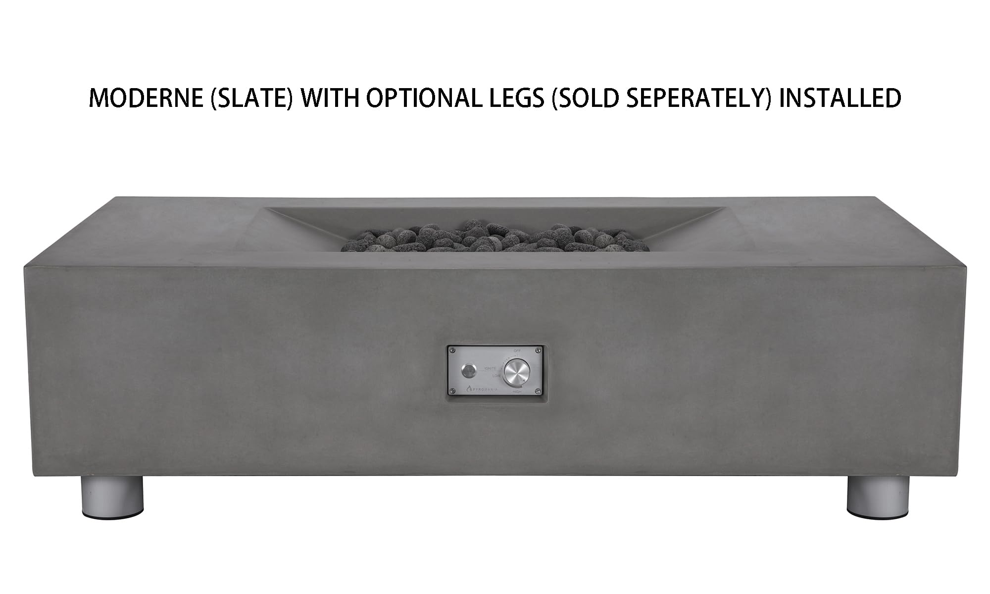 Pyromania Moderne Outdoor Concrete Fire Table, 58 x 32 Inches - Natural Gas Model in Slate Gray Color