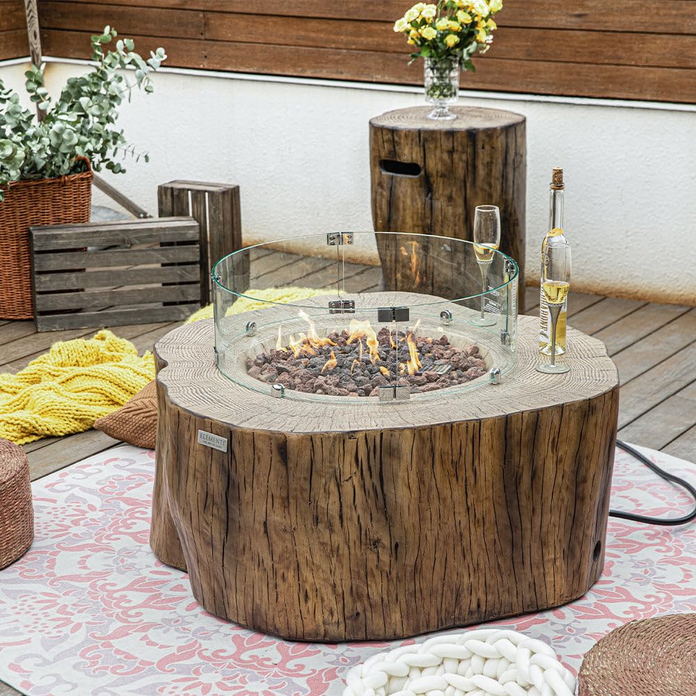 Manchester Concrete Fire Pit 42" x 39" Outdoor Patio Firepit Includes Lava Rocks Modern Fire Pits & Outdoor Fireplaces for Garden, Deck, Indoor & Outdoor Heating