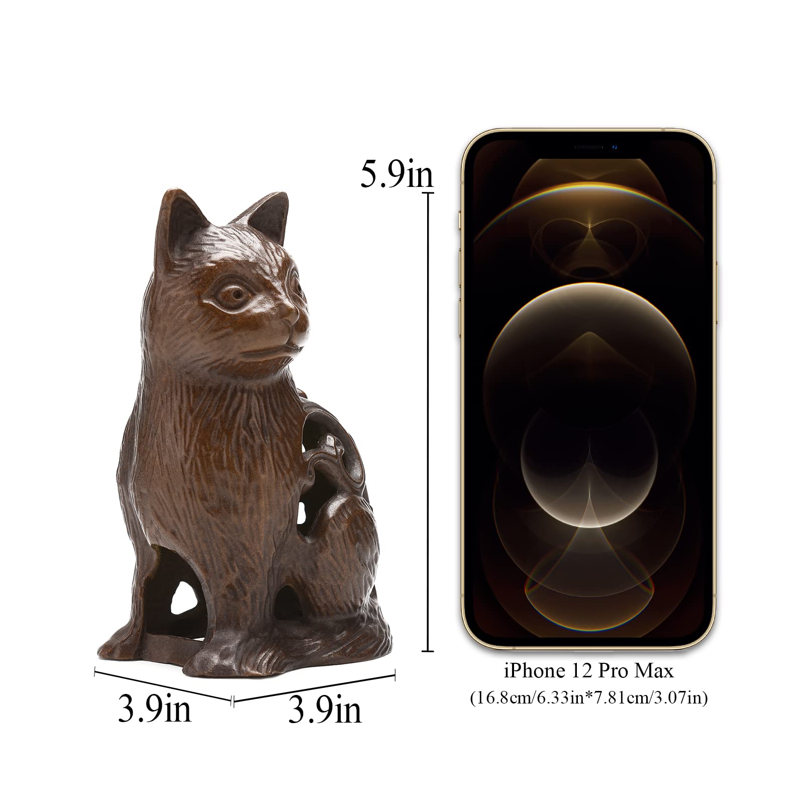BRASSTAR Brass Sitting Cat Statue Lantern Hollow Cat Sculpture Modeling Ornaments for Indoor Home Desk Collectible Figurine Gift Brown TQGJPT415