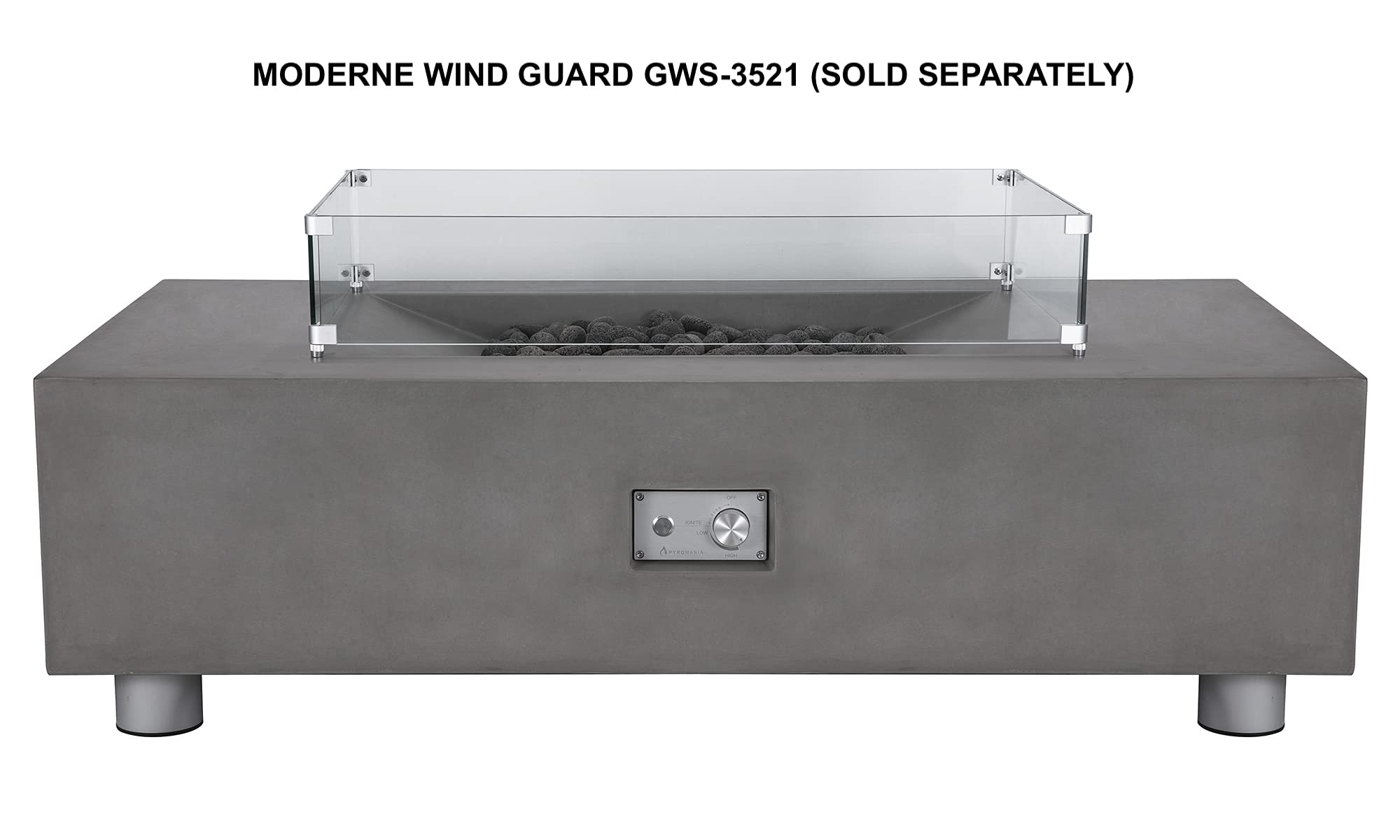 Pyromania Moderne Outdoor Concrete Fire Table, 58 x 32 Inches - Natural Gas Model in Slate Gray Color