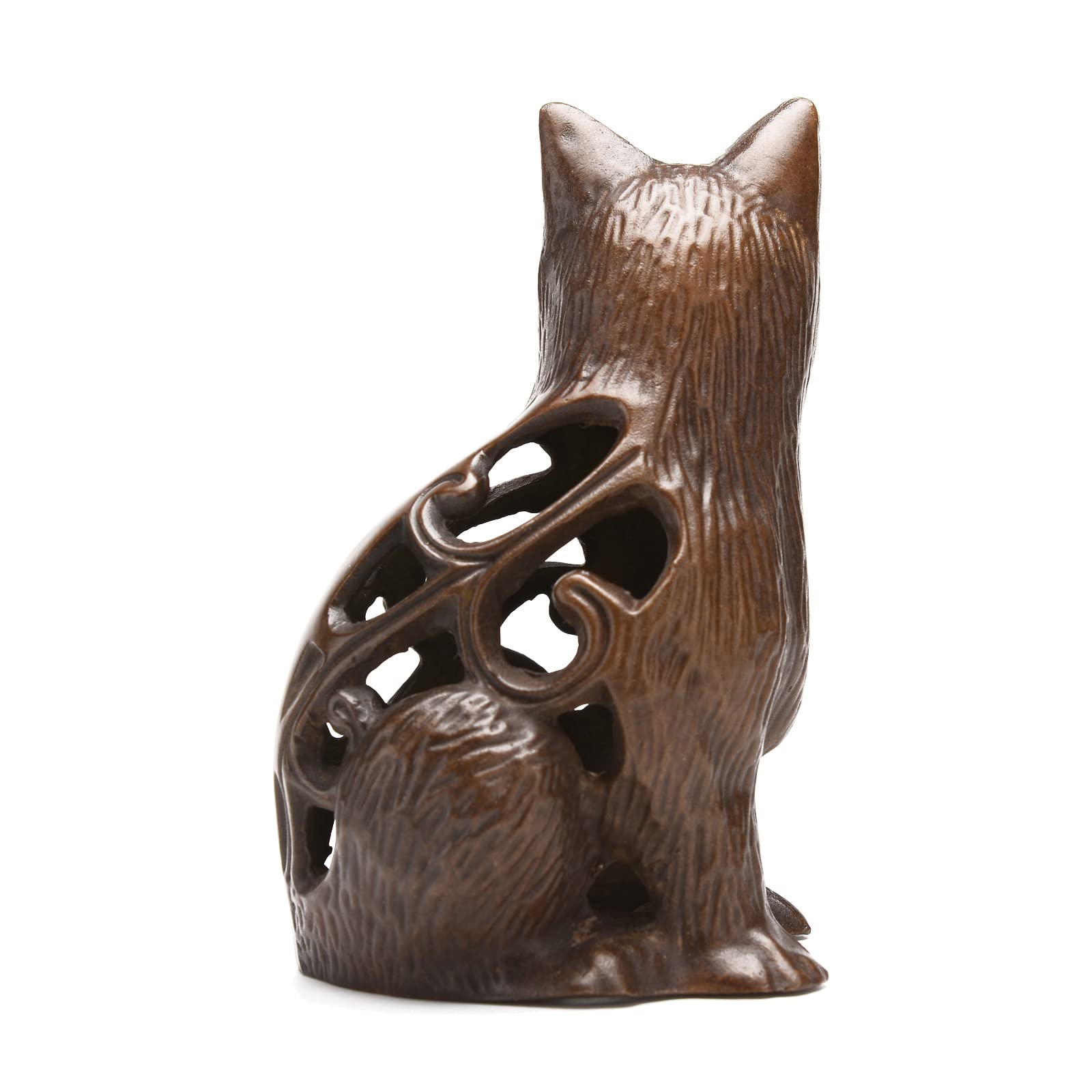 BRASSTAR Brass Sitting Cat Statue Lantern Hollow Cat Sculpture Modeling Ornaments for Indoor Home Desk Collectible Figurine Gift Brown TQGJPT415