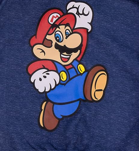 Nintendo Super Mario Graphic Boys Hooded Fleece Varsity Jacket for Kids and Toddlers (Size 14/16, Blue)