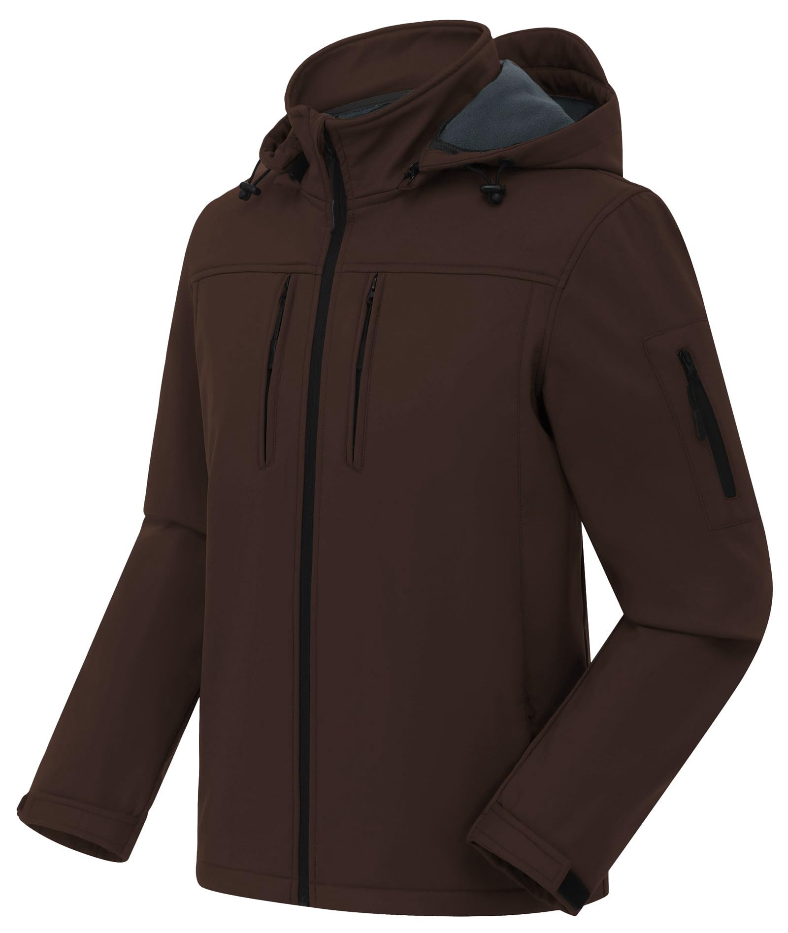 CREATMO US Adult Rain Jackets For Men Weatherproof With Hood Packable Windbreaker Jackets All Weather Coats Brown L