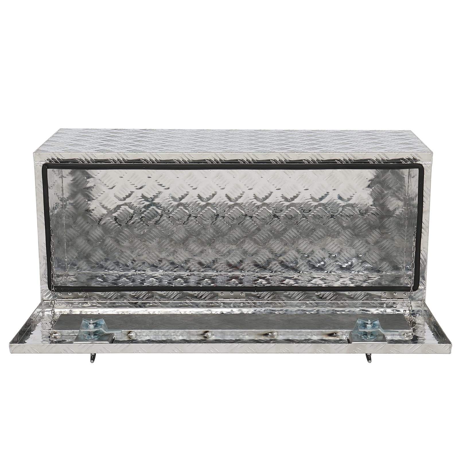 MOTORHOT 42" W x 18" H x 17" D Aluminum Truck Tool Box with Lock & Keys, Diamond Plate Truck Underbody Toolbox Trailer Pickup Truck Bed ATV RV Box Storage Organizer, Silver