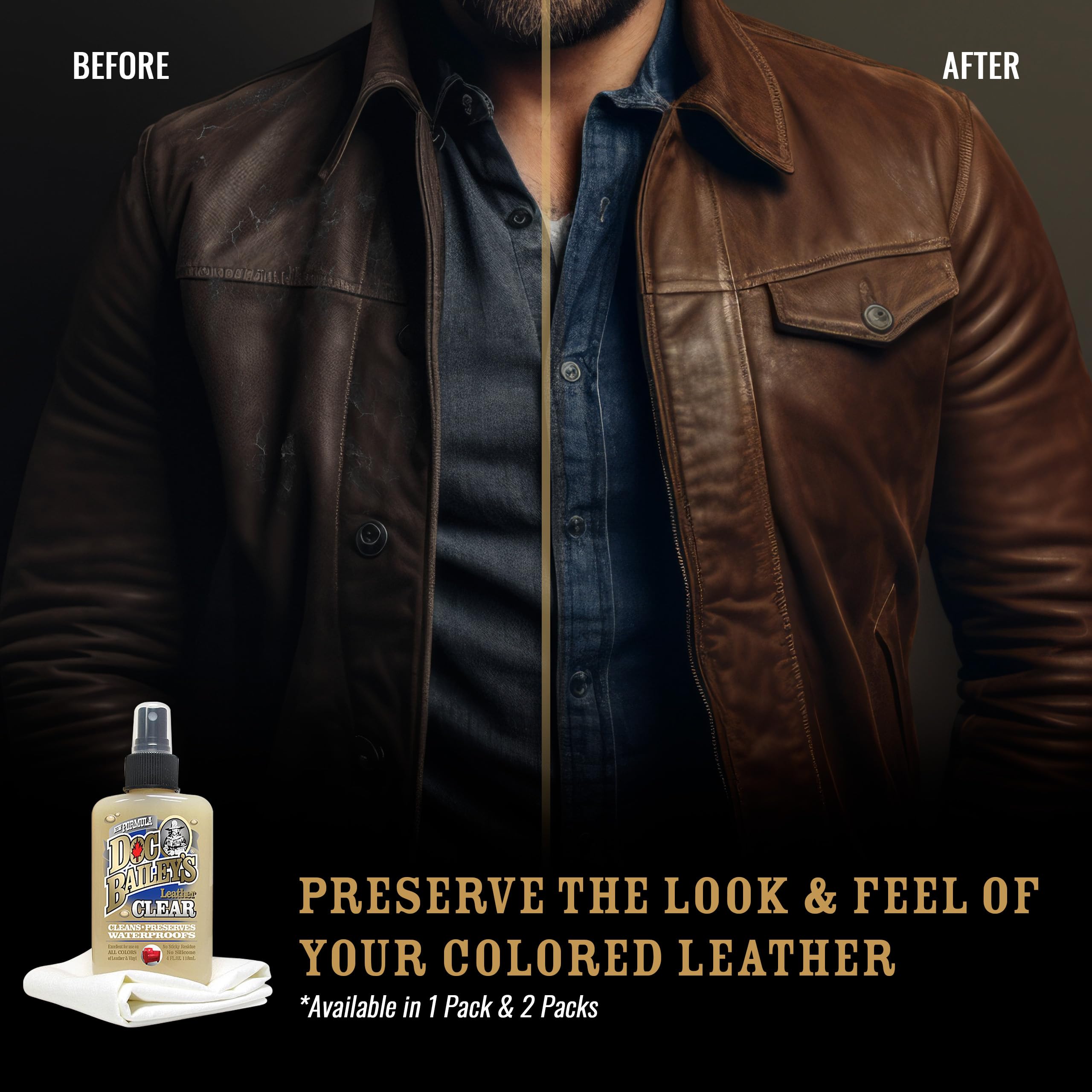 Doc Baileys Clear Leather Cleaner and Conditioner - Waterproof Fine Leather Softener for Boots, Saddles & More - 4oz, 2 Packs