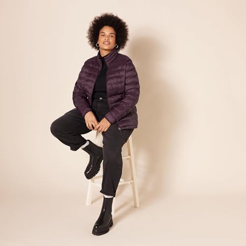 Amazon Essentials Women's Lightweight Long-Sleeve Water-Resistant Packable Puffer Jacket (Available in Plus Size), Burgundy, X-Large