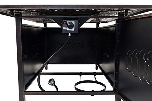 Fire Sense 62743 Dynasty Art Deco Aluminum Convertible Gas Fire Pit Table 55000 BTU Multi-Functional Outdoor Firepit with Fire Bowl Lid, Nylon Cover & Clear Fire Glass Bronze Finish - Rectangular 48"