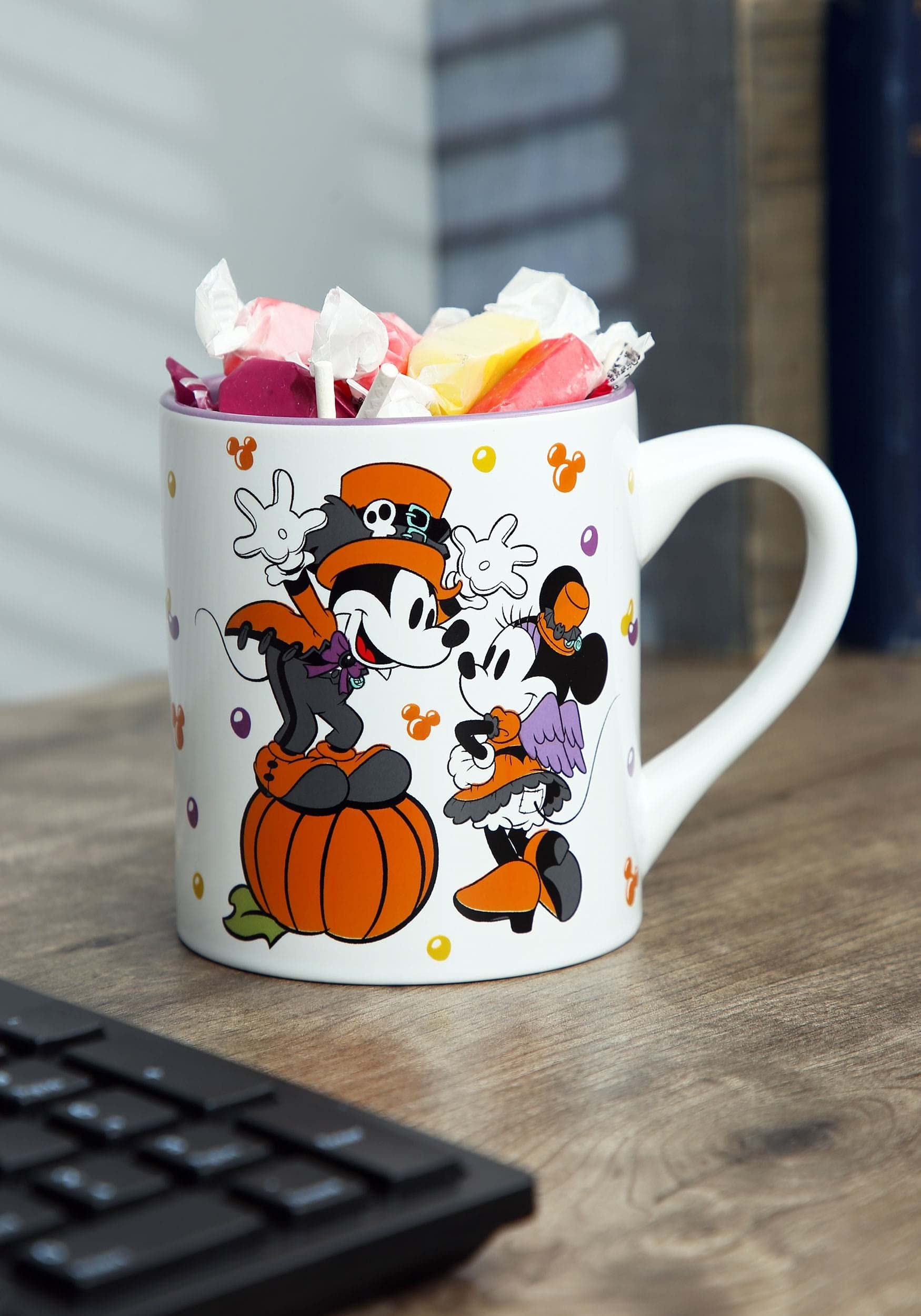 Silver Buffalo Disney Mickey and Minnie Halloween Let's Party Ceramic Mug, 14-Ounce, 1 Count (Pack of 1), Multicolored