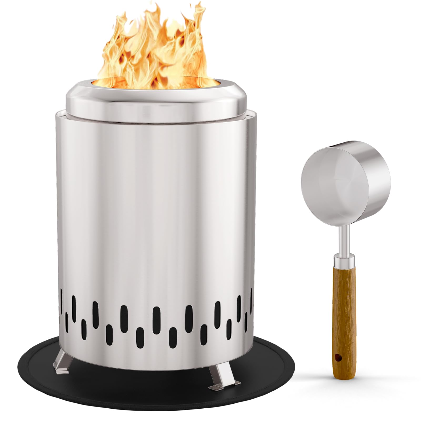 Tectsia Tabletop Fire Pit, 7.8 x 5.5 Inch Mini Smores Table Top Firepit, Protable Small Tabletop Firepit with Folding Stand, Fireproof Mat, Travel Bag, 304 Stainless Steel, Fueled by Pellets or Wood