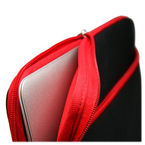 BoxWave Case Compatible with Dell Latitude 7320 Detachable - SoftSuit with Pocket, Soft Pouch Neoprene Cover Sleeve Zipper Pocket for Dell Latitude 7320 Detachable - Jet Black with Red Trim