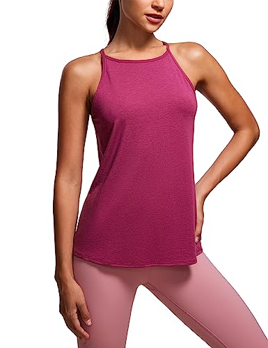 CRZ YOGA Halter Tank Tops for Women High Neck Workout Tops Flowy Cami Tanks Sleeveless Tops Athletic Yoga Shirts Magenta Purple Medium