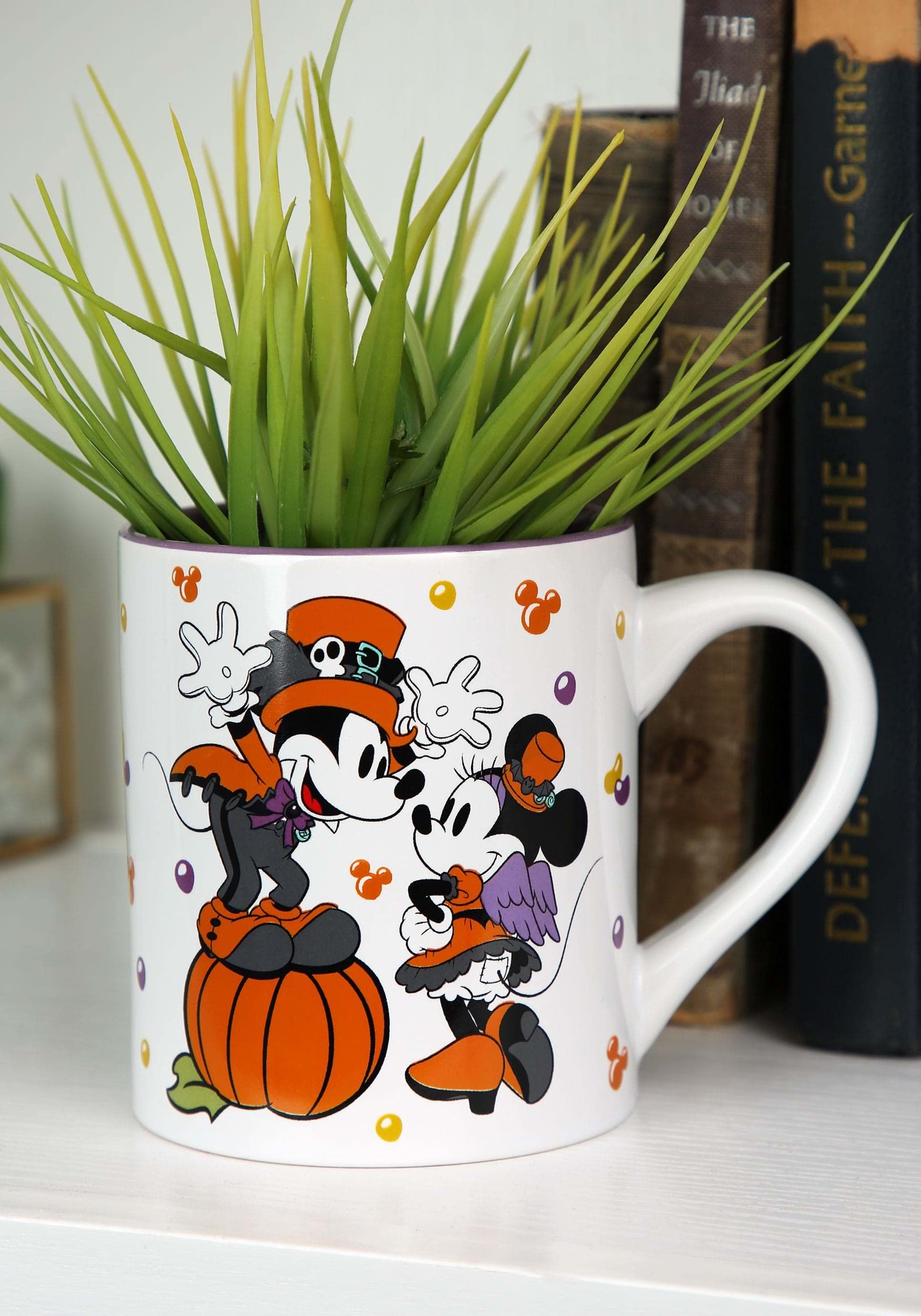 Silver Buffalo Disney Mickey and Minnie Halloween Let's Party Ceramic Mug, 14-Ounce, 1 Count (Pack of 1), Multicolored