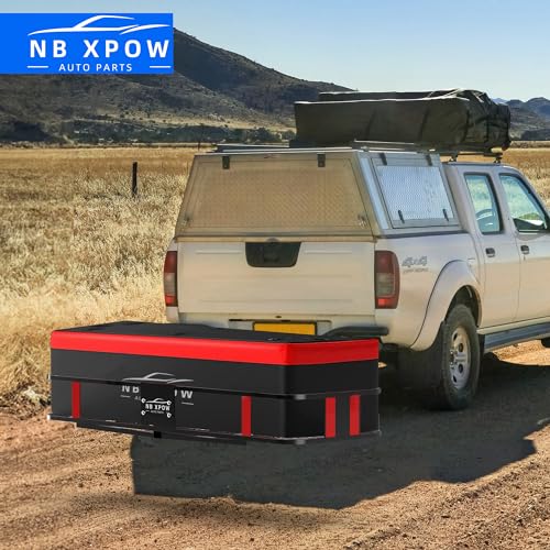 NBXPOW Folding Hitch Mount Cargo Carrier Basket 60" X 20" X 6" with Waterproof Cargo Bag 16 Cubic Feet, Hauling Weight Capacity of 500 Lbs A Folding Arm with Hitch Stabilizer, Net and Straps