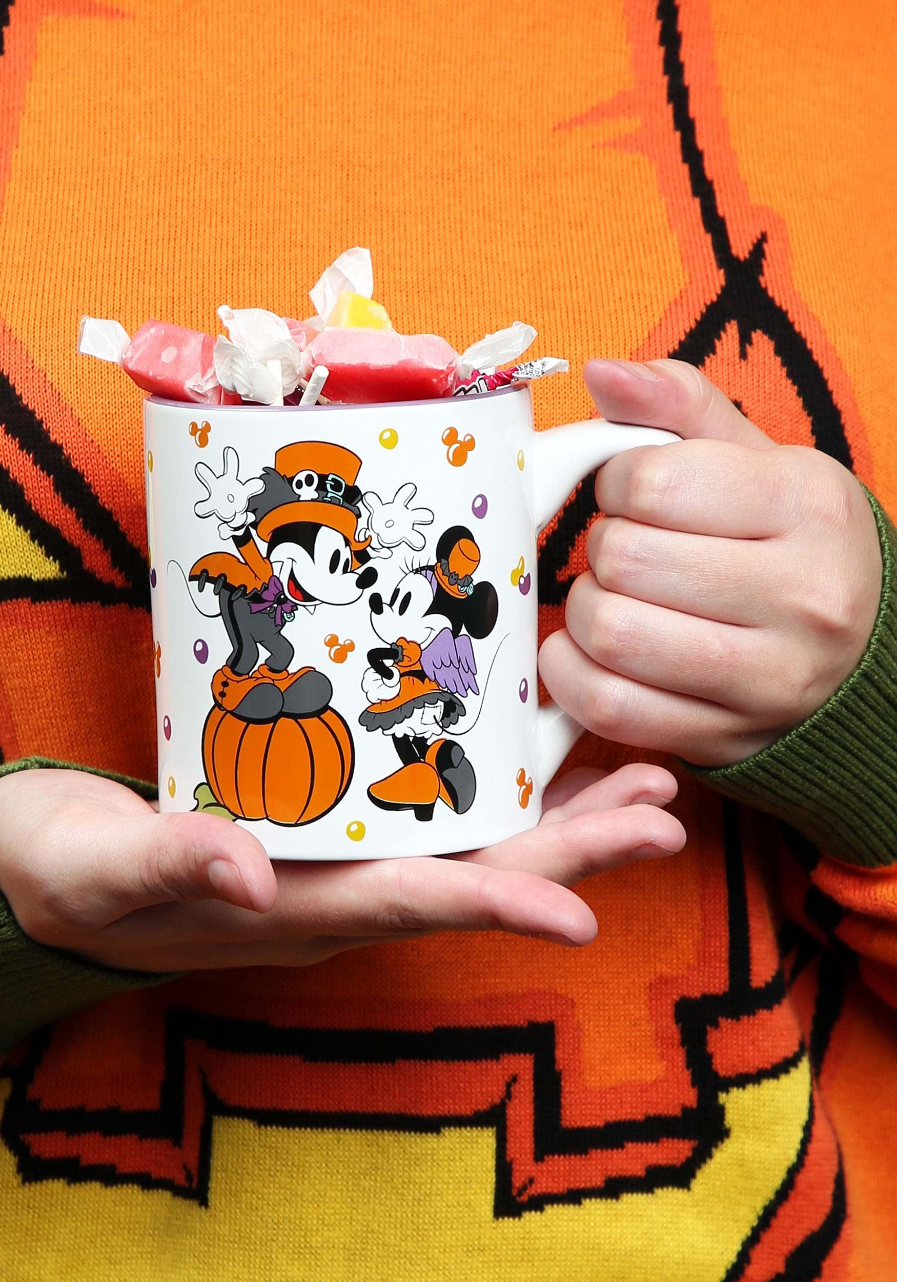 Silver Buffalo Disney Mickey and Minnie Halloween Let's Party Ceramic Mug, 14-Ounce, 1 Count (Pack of 1), Multicolored