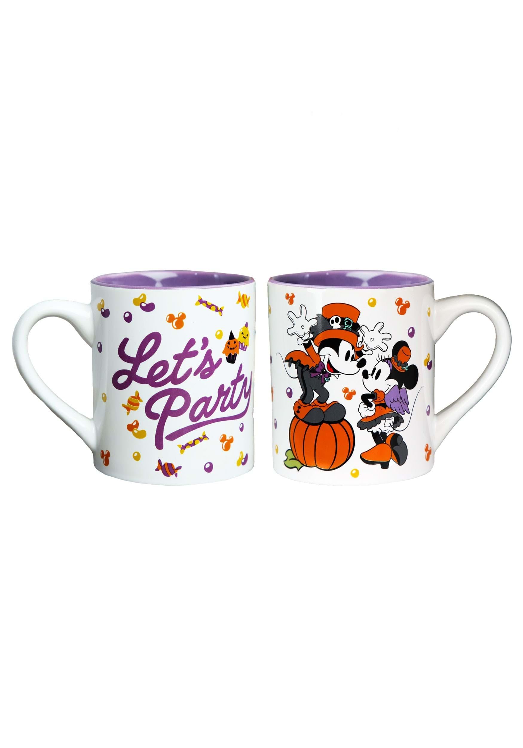 Silver Buffalo Disney Mickey and Minnie Halloween Let's Party Ceramic Mug, 14-Ounce, 1 Count (Pack of 1), Multicolored