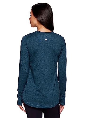RBX Active Women's Long Sleeve Tunic Tee, Lightweight Crewneck Pullover T-Shirt, Super Soft Relaxed Fit Yoga Top F23 Dark Teal L
