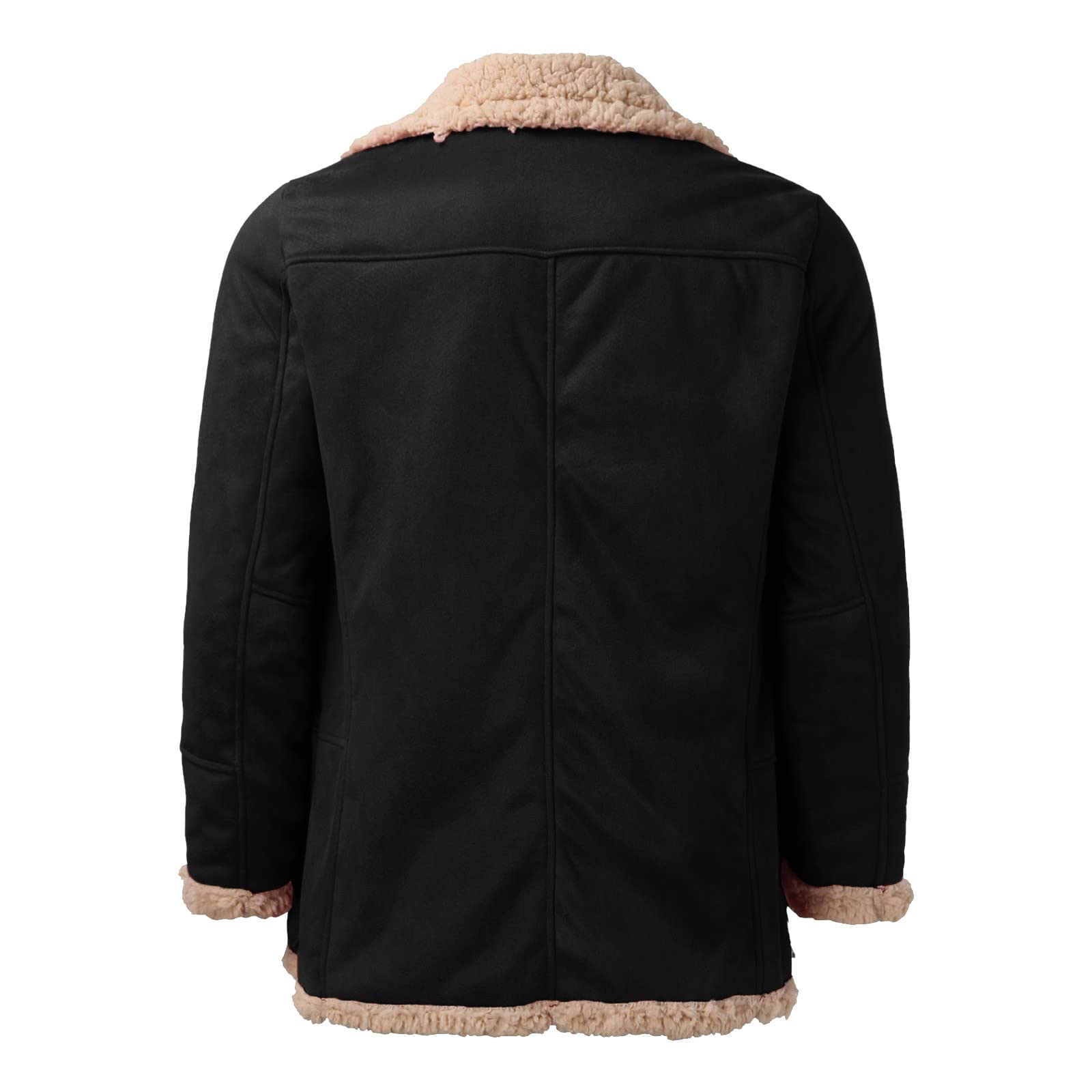 ADUWOAN Mens Fur Coat Black Leather Jacket for Men Black Fur Jacket Mens Fleece Jacket Chamarras Para Hombre Winter Jacket for Men Black Coat
