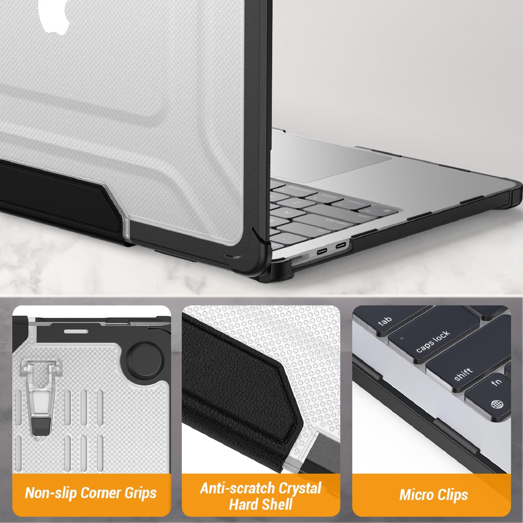 SEYMAC stock Case for MacBook Pro 16 inch 2024-2021 A3403 A3186 A2991 A2780 A2485, Shock-Absorbing Protection with Folding Stand &Mouse Pad/Bag Case for MacBook Pro 16'' M4/M3/M2/M1 (HardBlack)