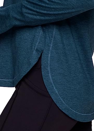 RBX Active Women's Long Sleeve Tunic Tee, Lightweight Crewneck Pullover T-Shirt, Super Soft Relaxed Fit Yoga Top F23 Dark Teal L