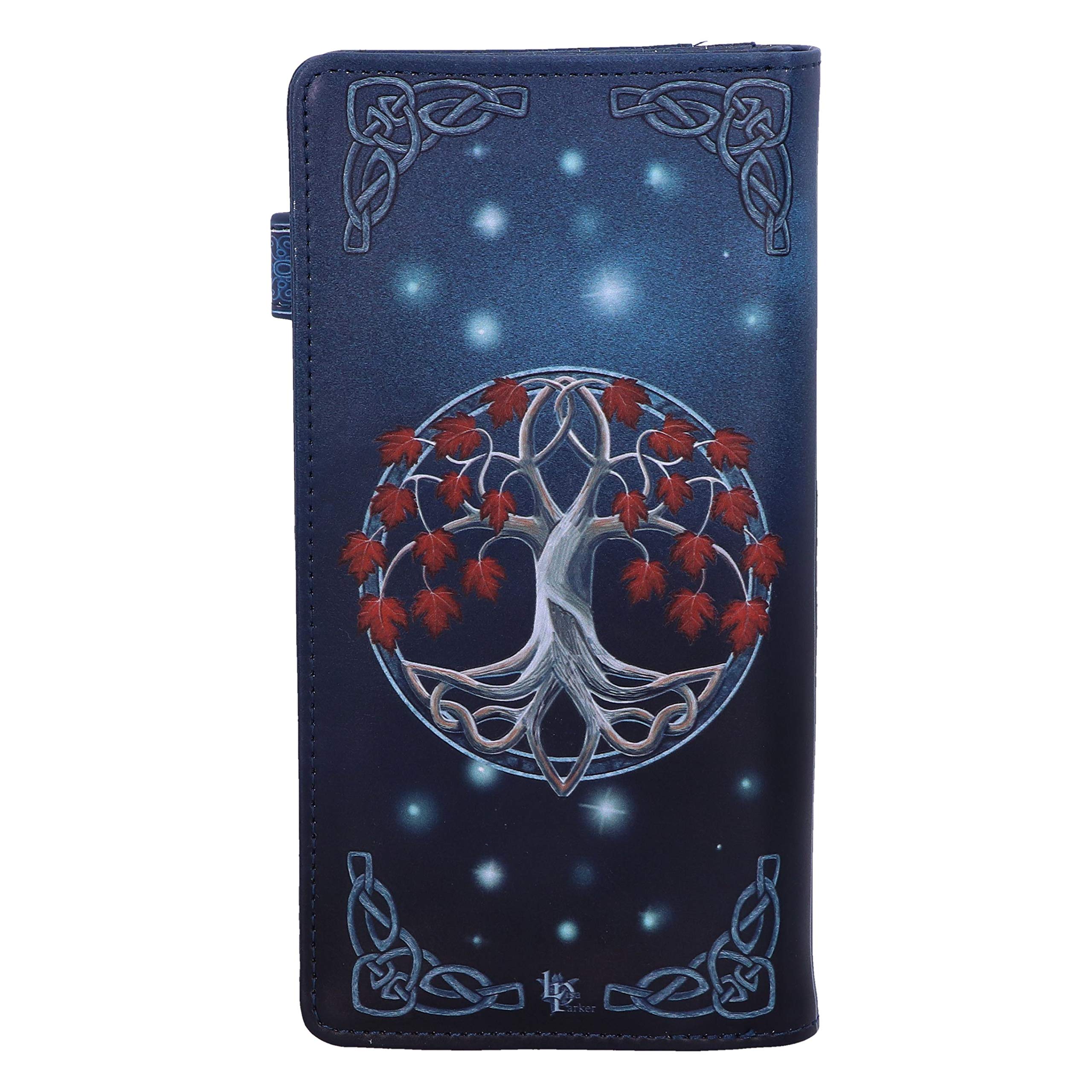 Nemesis Now Klassisch, Blue, 18.5cm Bi-Fold Wallet with Wolf Pattern, Embossed, RFID Protected