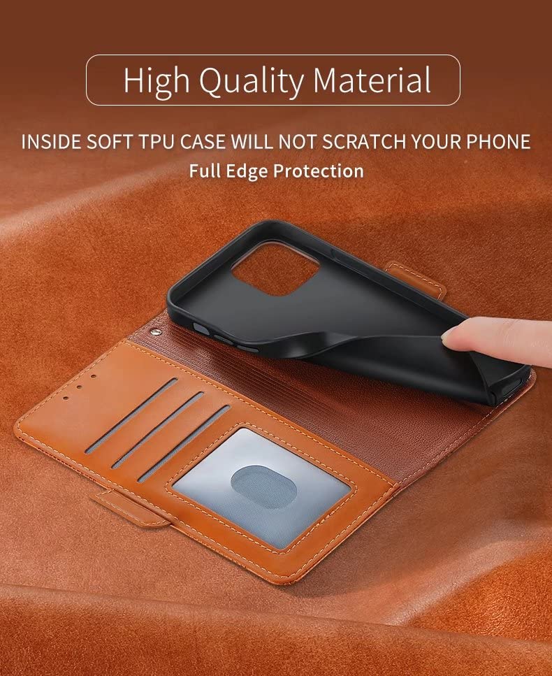 YukeTop Case for Oppo Reno2, PU Leather Flip Folio Wallet Cover, with Card Slots, Case Cover for Oppo Reno2.(Brown)