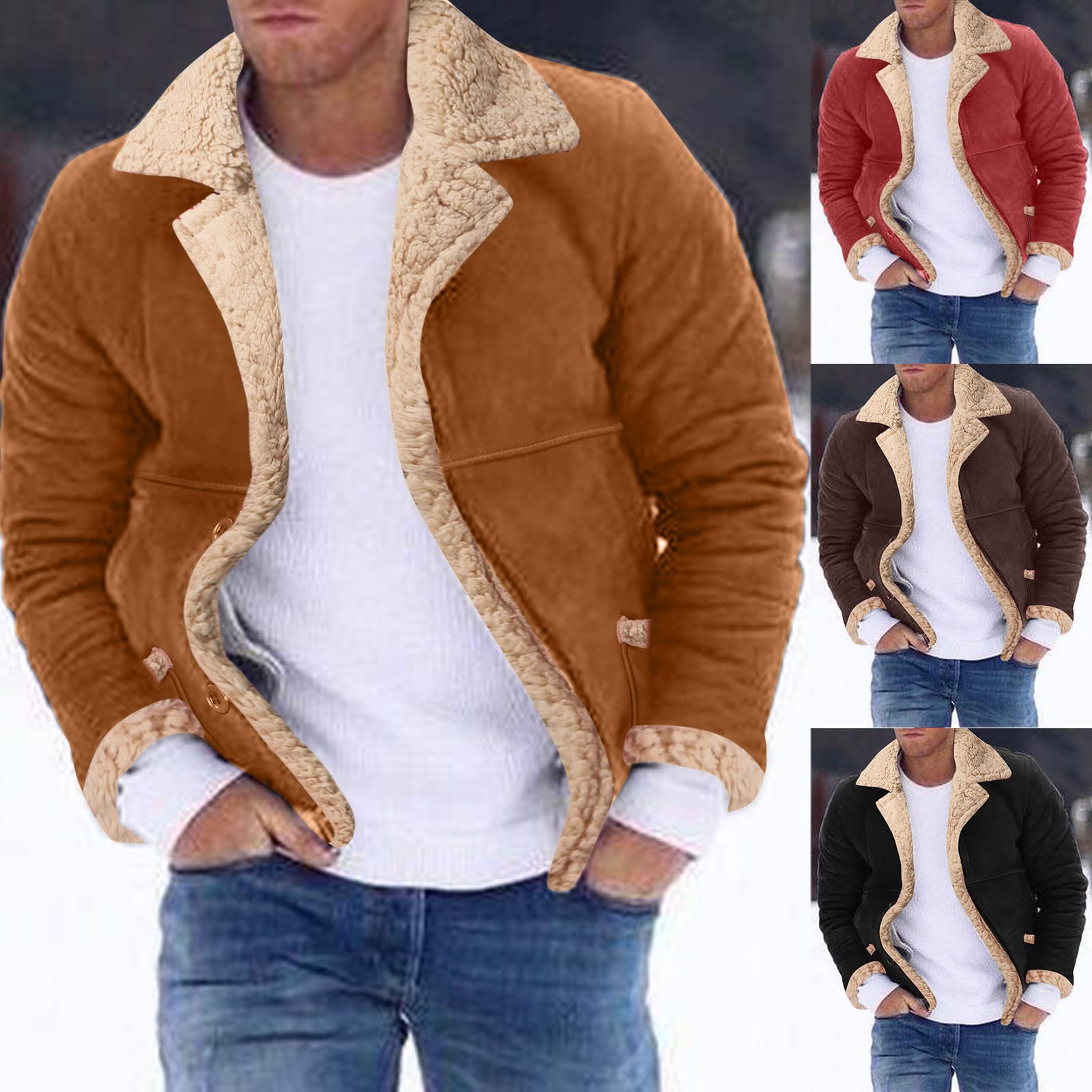 ADUWOAN Mens Fur Coat Black Leather Jacket for Men Black Fur Jacket Mens Fleece Jacket Chamarras Para Hombre Winter Jacket for Men Black Coat