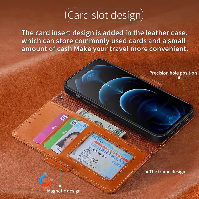 YukeTop Case for Oppo Reno2, PU Leather Flip Folio Wallet Cover, with Card Slots, Case Cover for Oppo Reno2.(Brown)