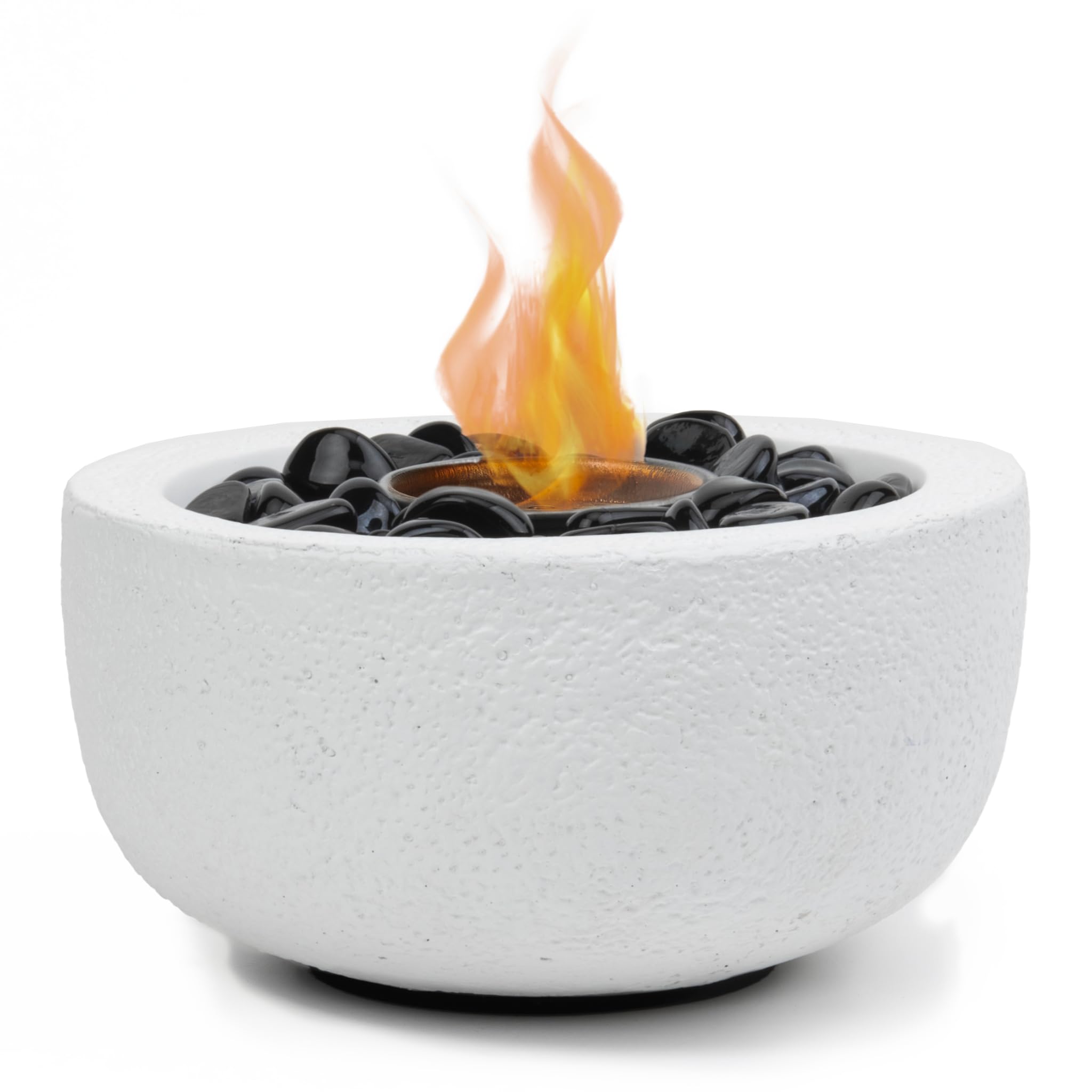 Table Top Firepit, Indoor Outdoor Fire Pit Tabletop & Mini Fireplace - Elegant Fire Bowl for Table, Fire Pit Tabletop Coziness White Pit