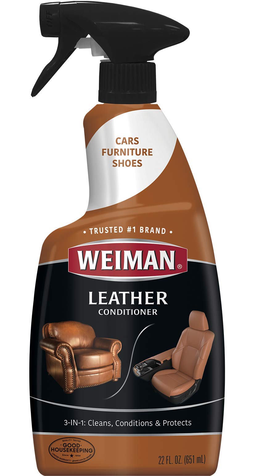 Weiman Leather Cleaner & Conditioner - 12 Fl Oz - Non Toxic Cleans Conditions and Restores Leather Surfaces - UV Protectants Help Prevent Cracking or Fading of Leather Couches Car Seats Shoes Purses