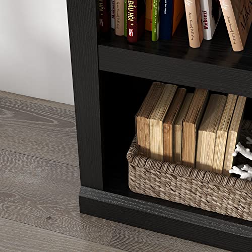 Panana Wooden Bookcase, 2/3/5 Tier Cube Shelves Adjustable Shelf Bookself Storage Organizer Display Shelf Free Standing Unit for Living Room Home Office (Black, 2-Tier)