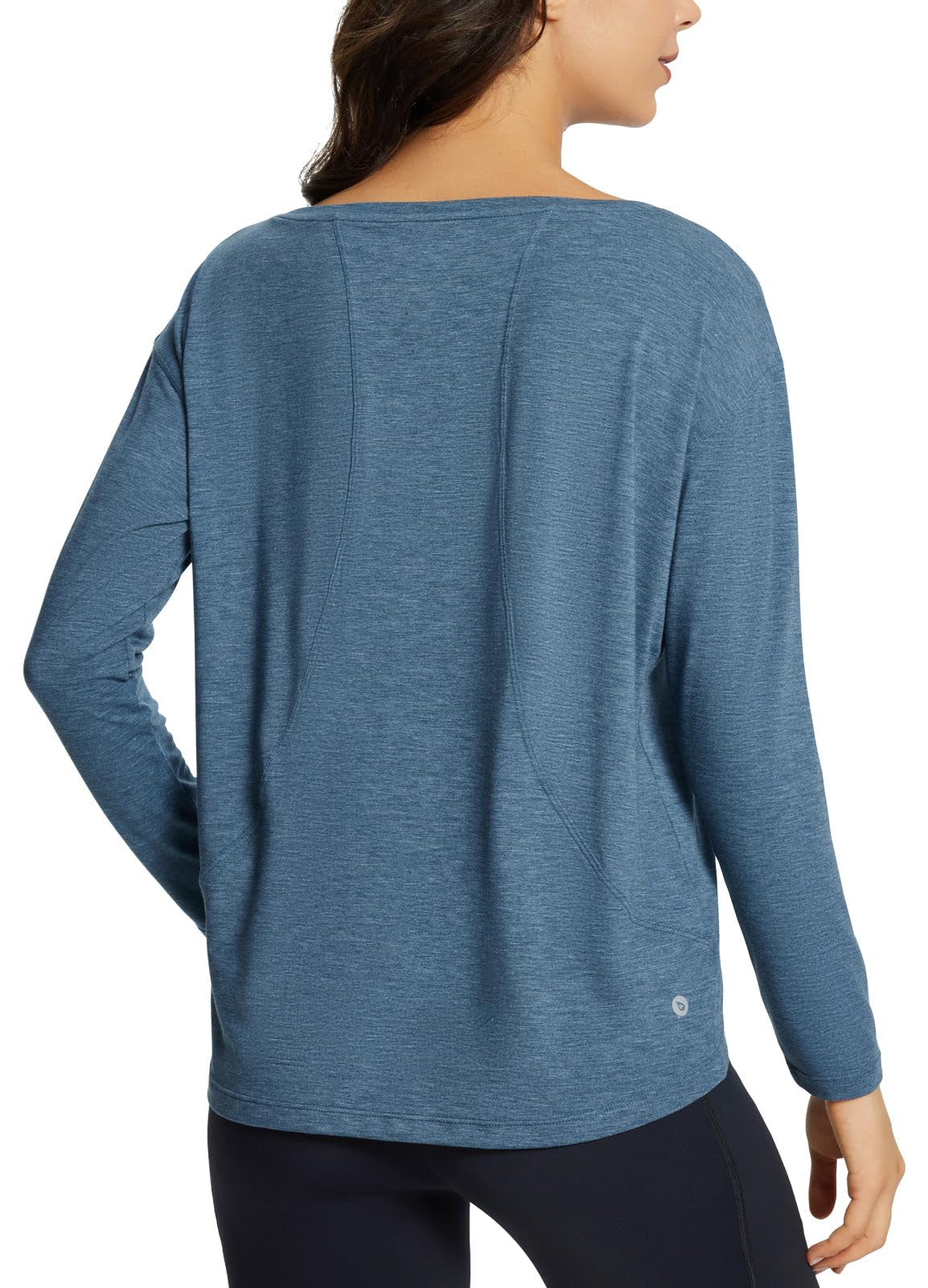 baleaf Women's Long Sleeve Workout Shirts Active Tops Loose Fit Quick Dry Tops Athletic Yoga Tee Shirts Lightweight Casual Fall Heather Navy M