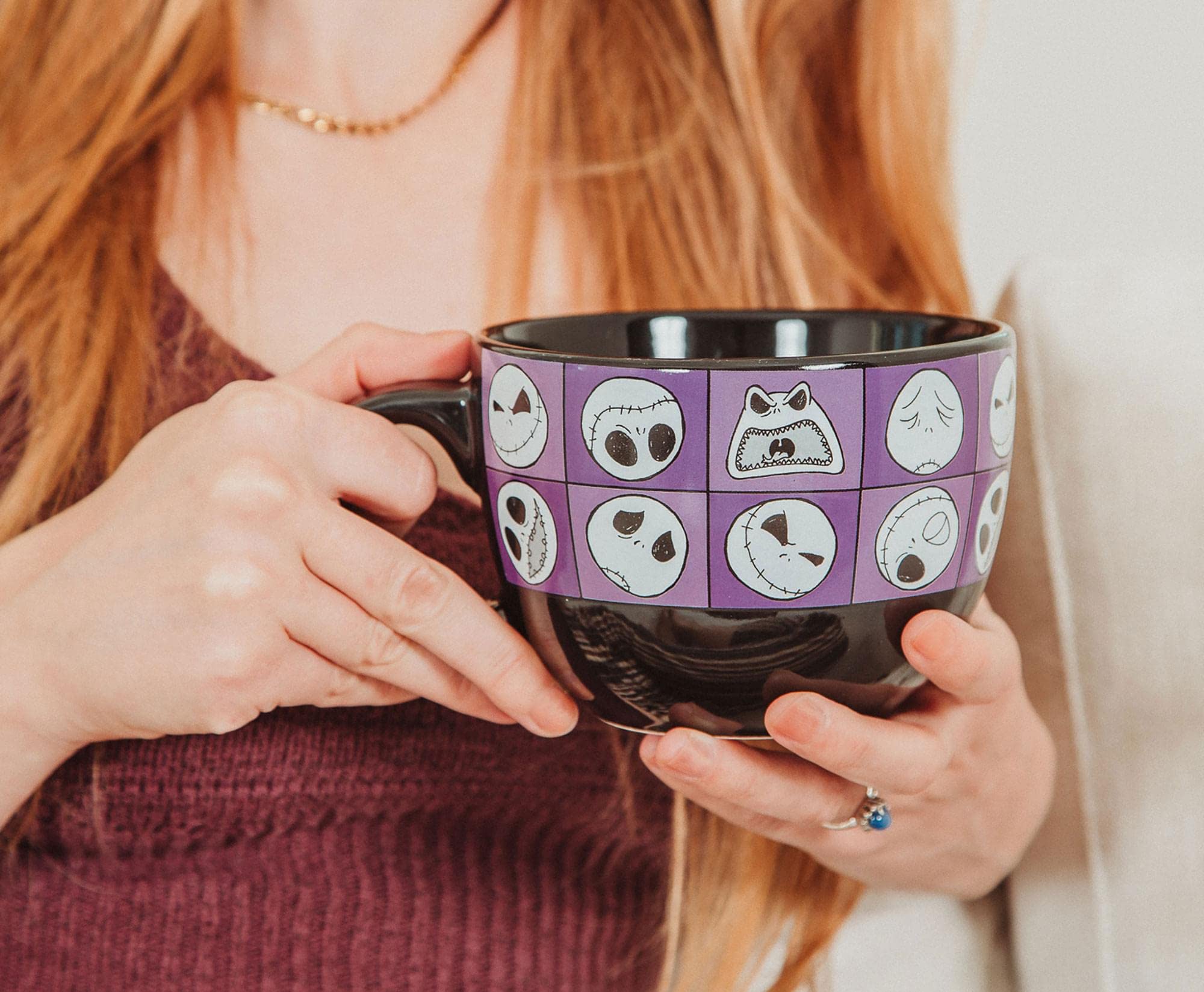 Disney The Nightmare Before Christmas Jack Expressions Ceramic Soup Mug | Bowl For Ice Cream, Cereal, Oatmeal | Large Coffee Cup For Espresso, Caffeine | Home & Kitchen Essentials | Holds 24 Ounces