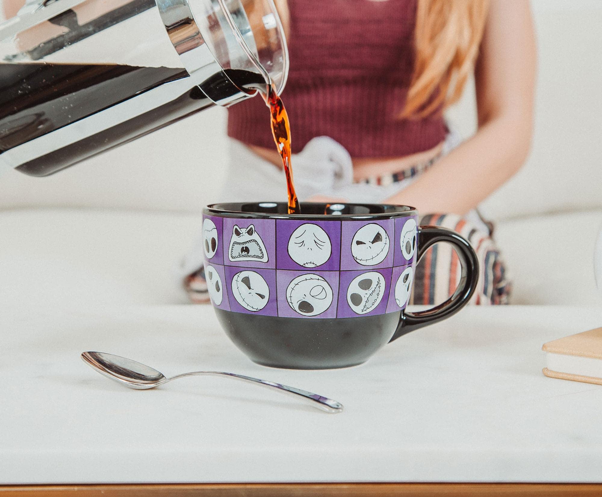 Disney The Nightmare Before Christmas Jack Expressions Ceramic Soup Mug | Bowl For Ice Cream, Cereal, Oatmeal | Large Coffee Cup For Espresso, Caffeine | Home & Kitchen Essentials | Holds 24 Ounces