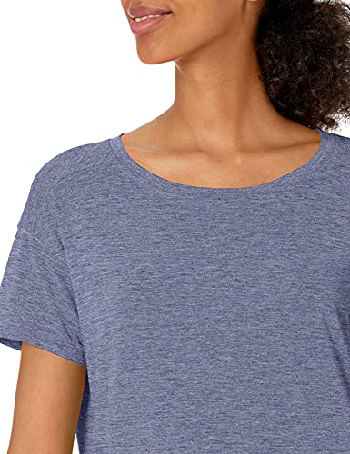 Amazon Essentials Women's Studio Relaxed-Fit Lightweight Crewneck T-Shirt (Available in Plus Size), Blue Heather Nightshadow, Large