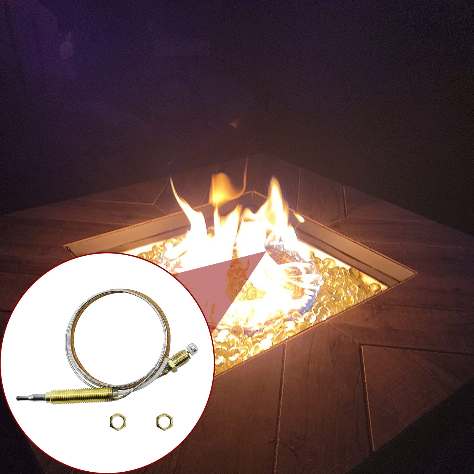 MENSI Universal M8X1 Thermo Couple Sensor Temperature Flame Safety for Propane Natural Gas Fire Pit, Fireplace 24"