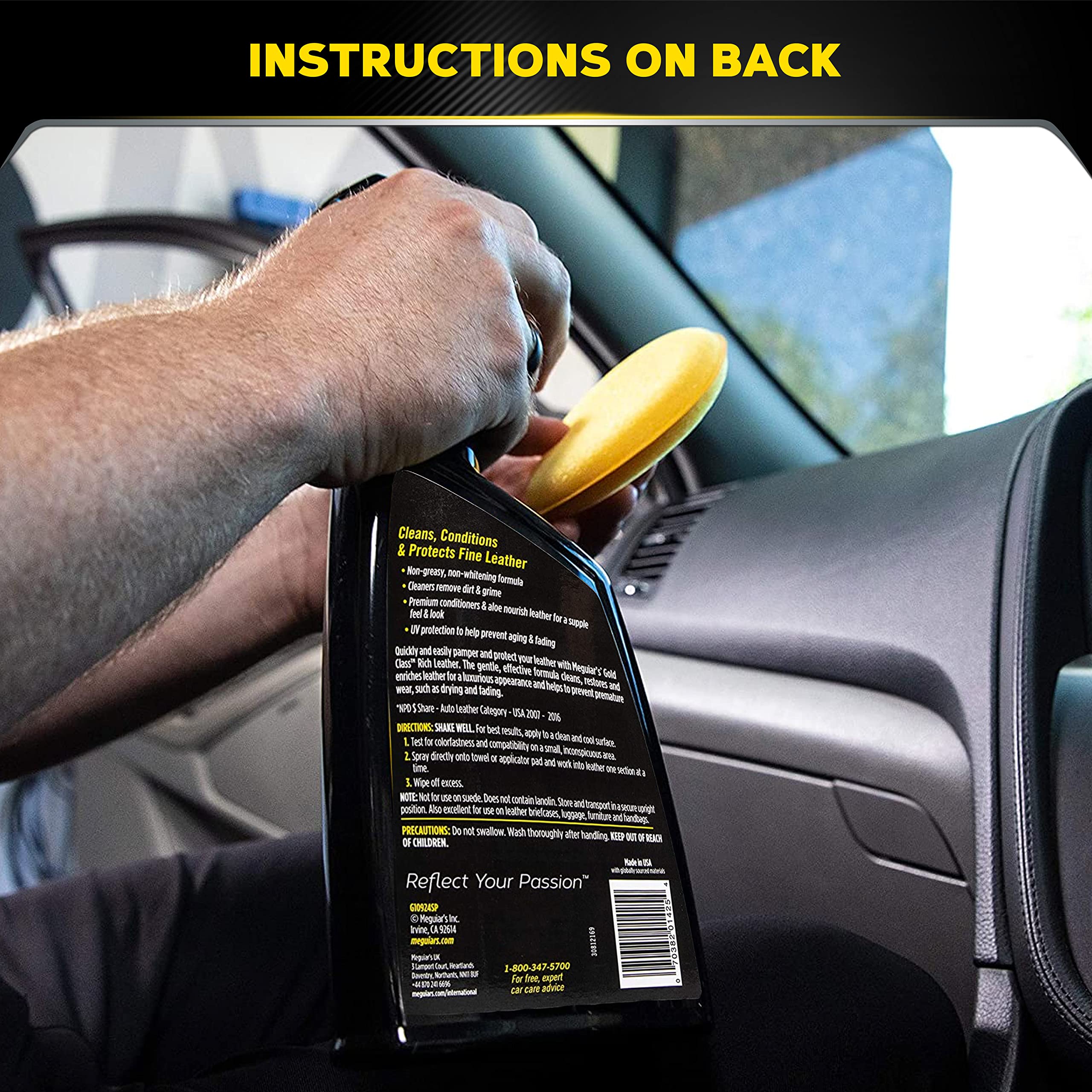 Meguiar's G1924SP Gold Class Rich Leather Cleaner and Conditioning Spray - 24 Oz Spray Bottle