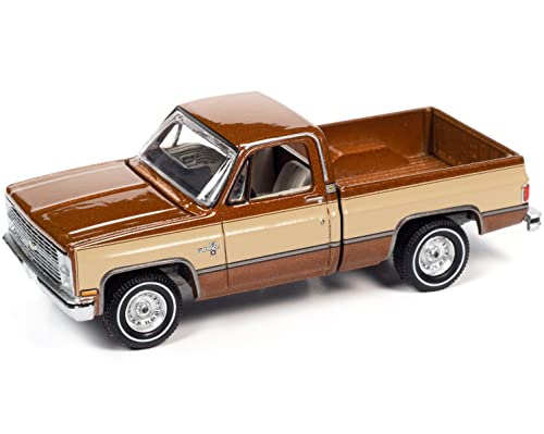 Auto World 1983 Chevy Silverado 10 Fleetside Pickup Truck Light Bronze Met. w/Almond Brown Sides Ltd Ed 17120 pcs 1/64 Diecast Model by Autoworld 64322-AWSP074 A (AWSP074/24A)