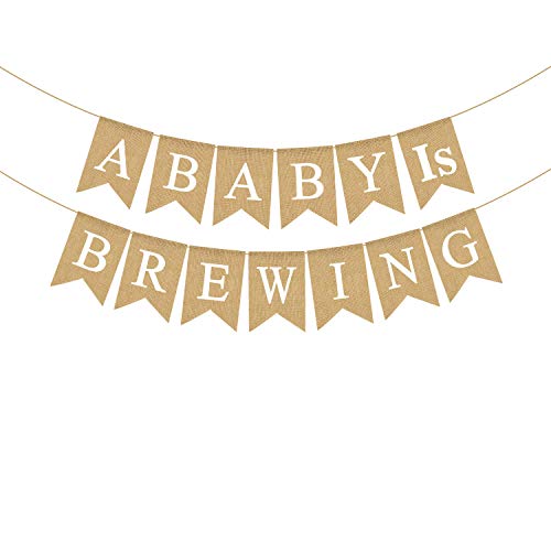 Rainlemon Jute Burlap A Baby is Brewing Banner Tea Beer Diaper Party Baby Shower Garland Decoration