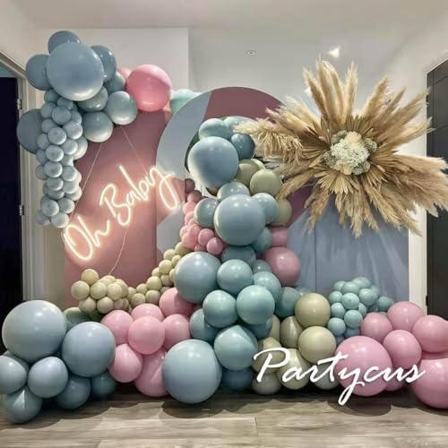 Dusty Blue Balloon Garland Arch Kit - Double Stuffed Slate Blue Balloons Different Sizes for Baby Shower Gender Reveal Wedding Birthday Party Decoration
