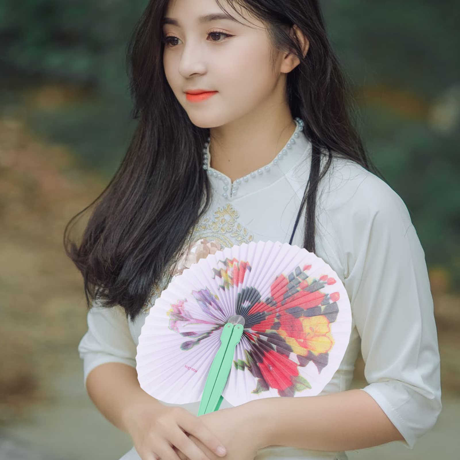 jojofuny 6 Pcs Folding Small Fan Foldable Miss Paper White Fan