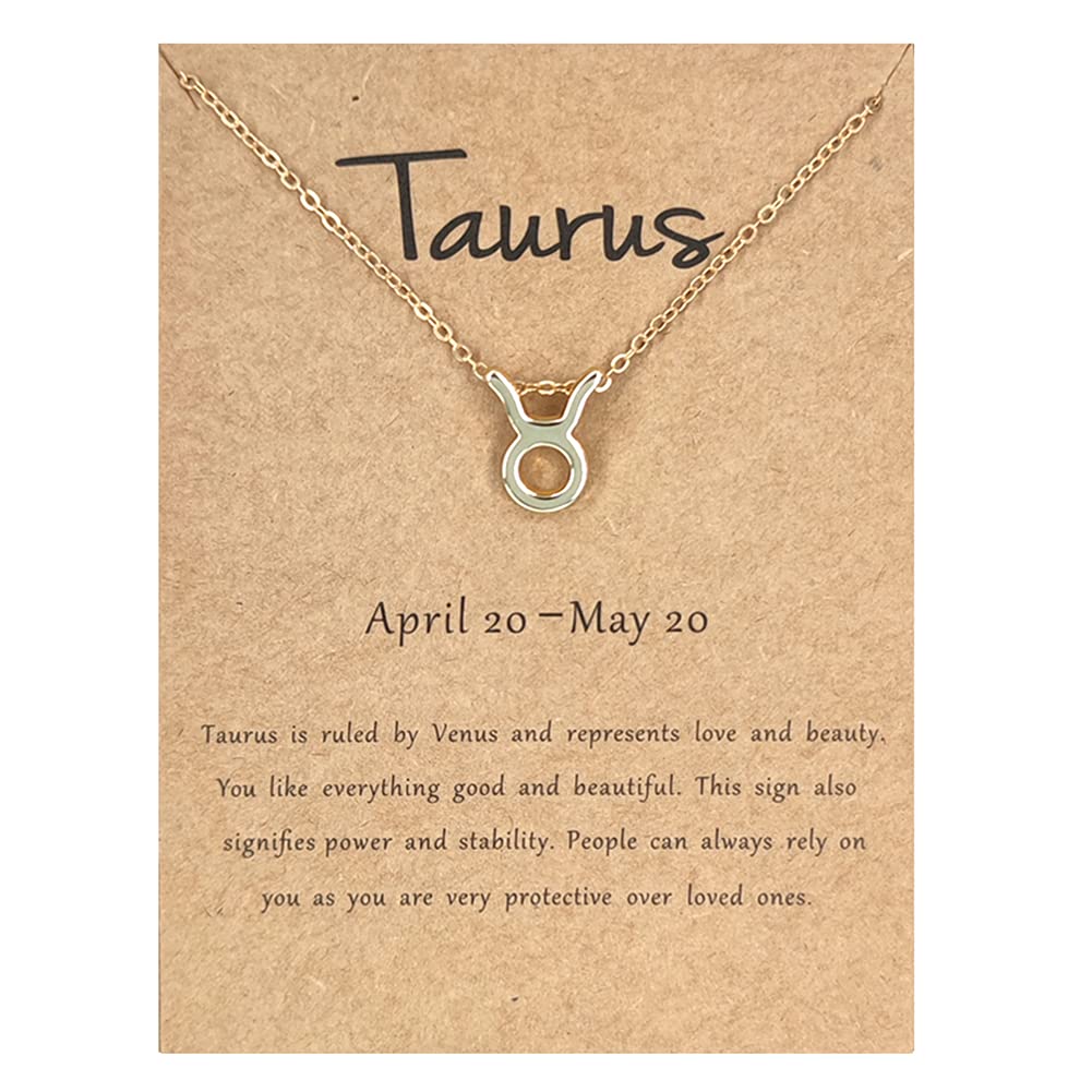 Zodiac Taurus Necklace Gift for Women - Gold Taurus Constellation Horoscope Necklace