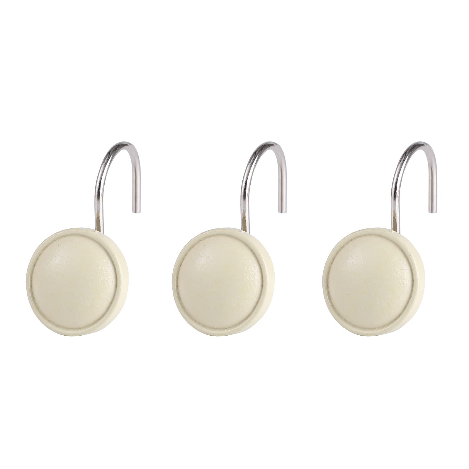 Twofishes Cream Rounds Resin Shower Curtain Hooks Set of 12 Decorative Rust Proof Resin Shower Curtain Rings Pack of 12