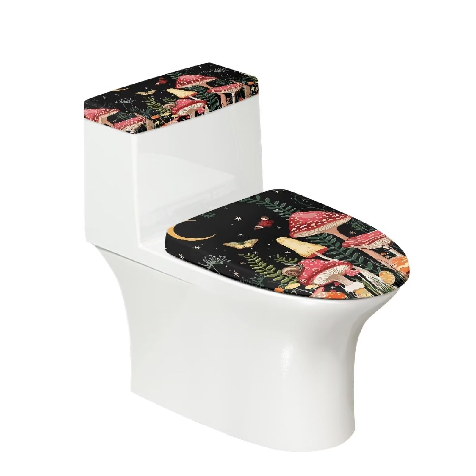 ZUXONGSY Balck Toilet Tank Lid Cover Polyester Fabric Toilet Cover Elastic Bottom Soft Bathroom Covers Dustproof 2Pcs Toilet Cover Set Covers Stains Stays Clean Easy To Install