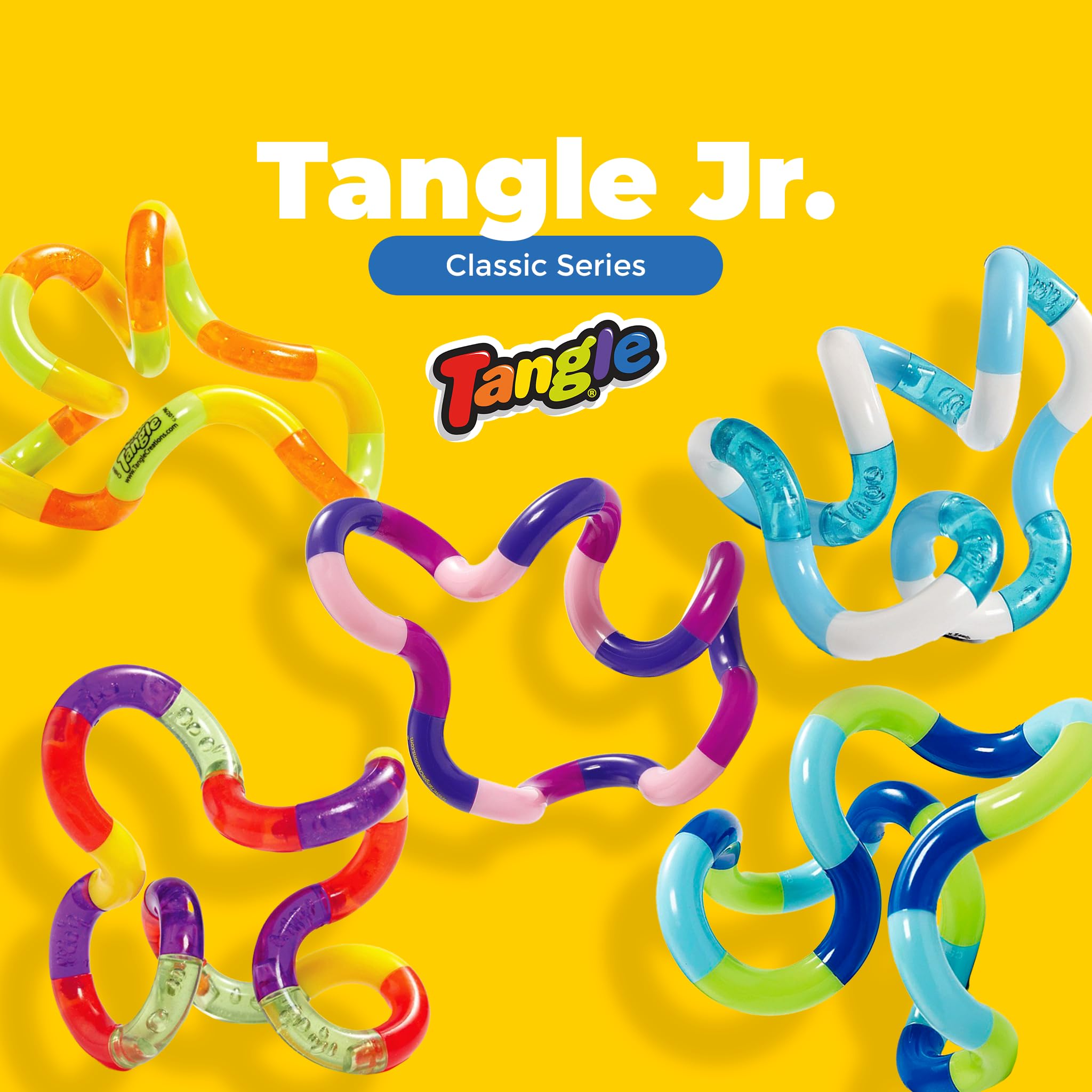 Tangle Jr Classic (5-Pack) - Genuine Tangle Fidget Toys - Tangle Fidget Pack - Twisty Fidget Toy Fidgets Pack for Kids and Adults - Fidget Toy for School - Gift for Teens and Adults