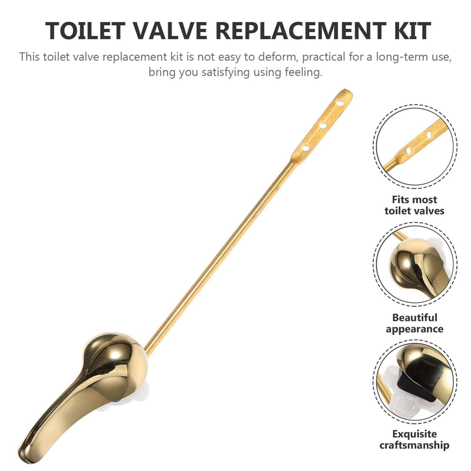 Uonlytech Front Accessories Flush Handle for Toilet Tank Toilet Parts Toilet Tank Flush Handle Metal Pure Copper Rod Handle bar Wrench Component Replacement Toilet Handle Universal