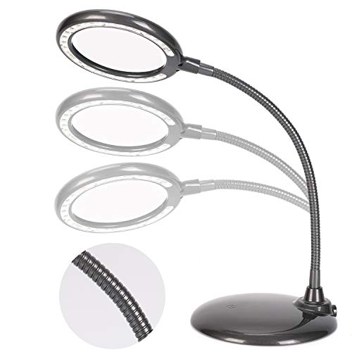 5X Rechargeable Magnifying Glass with Light and Stand, KACIOPOO Lighted Magnifying Glass Hands Free for Reading, Seniors, Hobbies, Craft