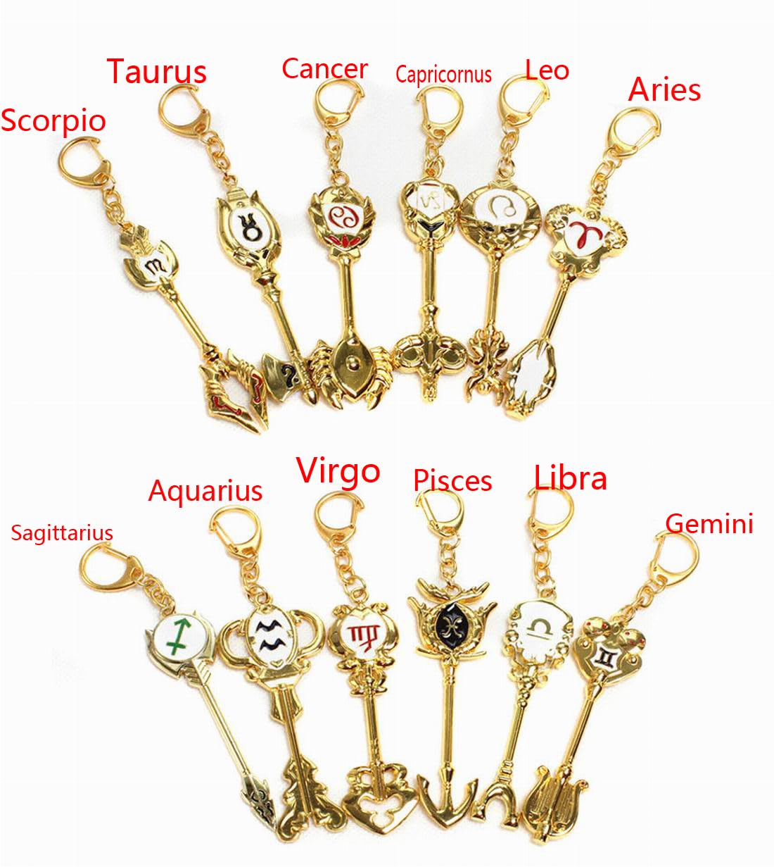 Salome Idea Role play Fairy Tail Key, Lucy Heart Keychain Zodiac Sign (Taurus)
