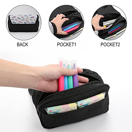 Paper Planes Pencil Case with Two Large Compartments Pocket Big Capacity Storage Pouch Pencil Bag for School Teen Adult