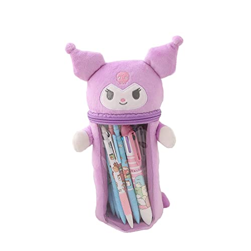 Cute Pencil Case Plush Pouch, Teen Girl Gift Bag Make Up Case, Cute Anime Cosmetic Bag Stationary Kawaii Pencil Box (Purple)