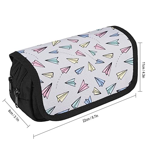 Paper Planes Pencil Case with Two Large Compartments Pocket Big Capacity Storage Pouch Pencil Bag for School Teen Adult
